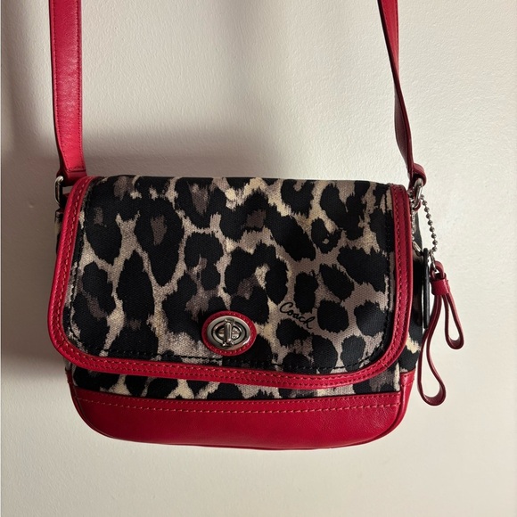 Coach | Bags | Coach Ocelot Crossbody Bag W Cheetah Print And Red ...